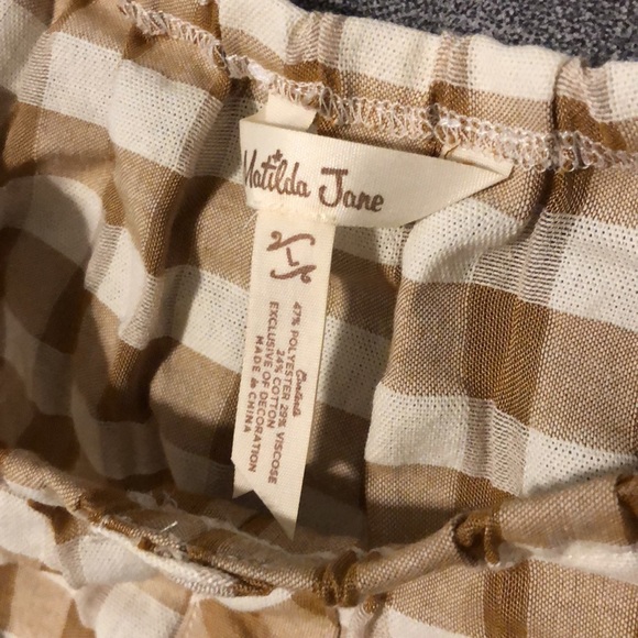 Matilda Jane | Tops | Matilda Jane Large Tan White Plaid Shirt Ruffle ...